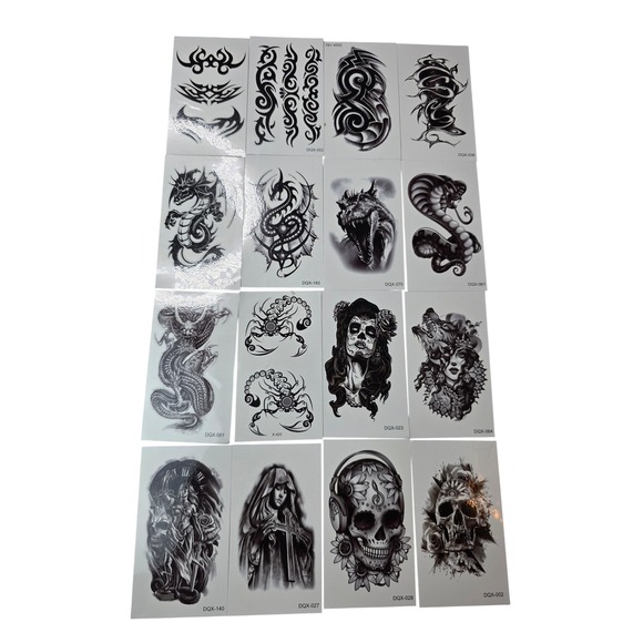 Unbranded | Makeup | 6 Pack Temporary Tattoos Black Tribal Dragon Skull ...